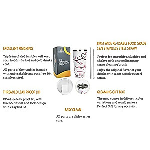 AVODAH 20 oz Tumbler With Lid and Straw. Dishwasher Safe Insulated Travel Mug with Leakproof Lid and Reusable Straw (Cherry Blossom)