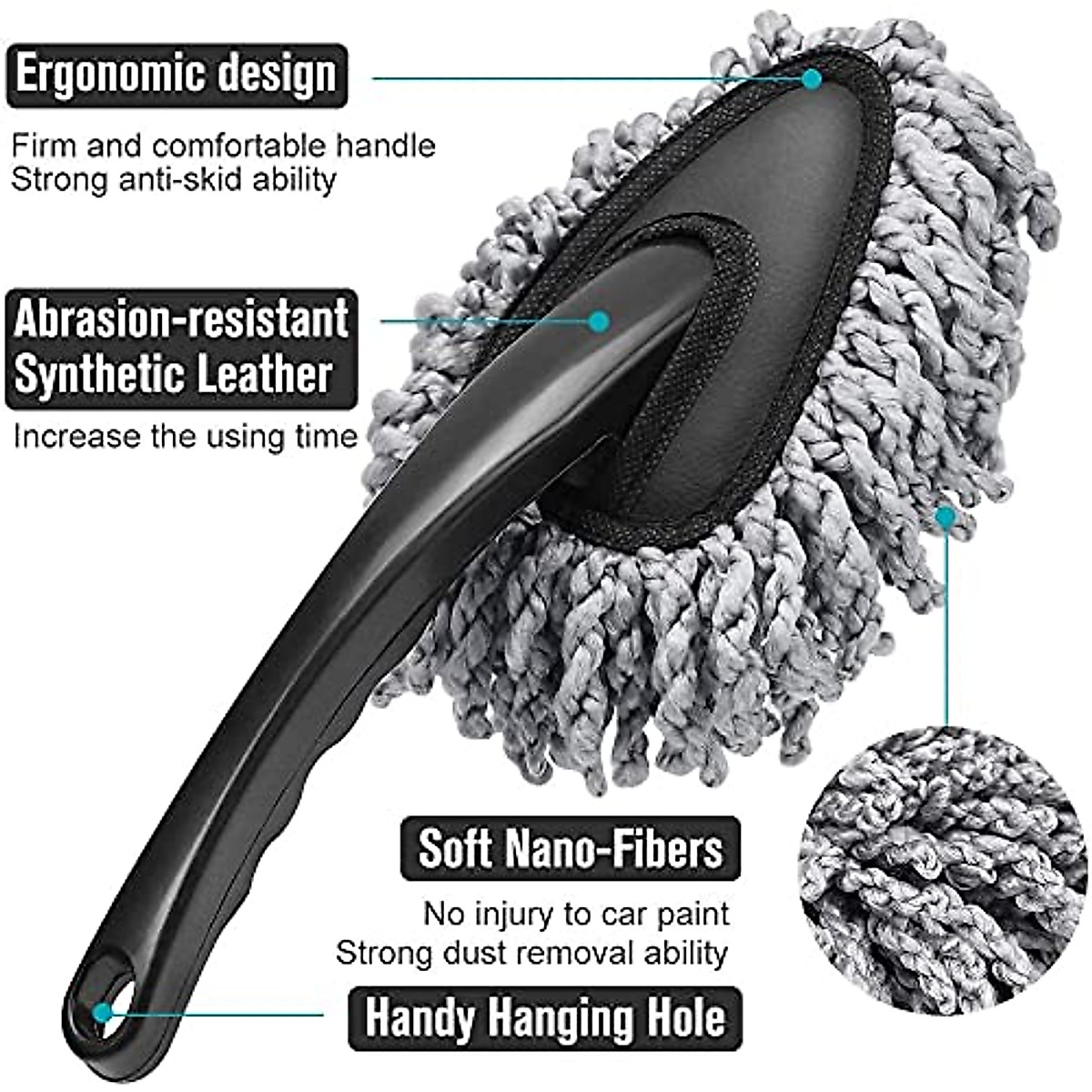 Shopping GD Multi-Functional Car Duster Cleaning Dirt Dust Clean Brush Dusting Tool Mop Gray Car Cleaning Products