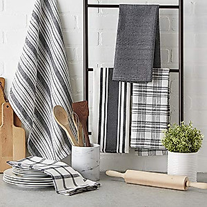DII Assorted Woven, Kitchen Dishtowel Set, 18x28, Gray, 5 Piece