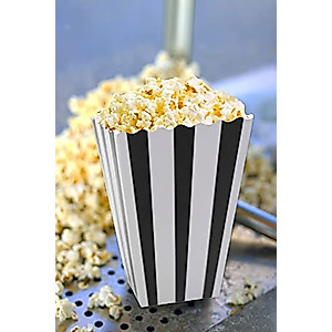 Jaojaopn 4.5 x 2.75 Mini Popcorn Boxes, Striped Popcorn Containers, Snack Container Set for Movie Night or Various Party Themes. 24 pcs(black and white)