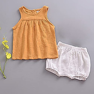 EISHOW 5 Packs Infant Baby Summer Shorts Soft Loose Bloomers Unisex Girls Boys Cotton Linen Blend Harem Triangle Shorts Pants