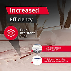 SNOWPEELER Premium Snow Roof Rake - 9 m (30 ft.) - Telescopic Heavy Duty Snow Shovel for Rooftop - Extra Large & Extendable Snowpeeler Roof Rake Snow Removal - Aluminium Snow Shovel Ergonomic Handle