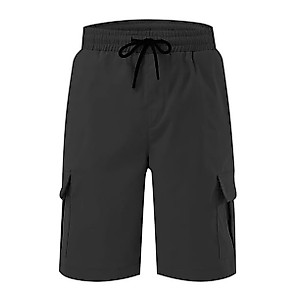 PIDOGYM Men's Casual Cargo Shorts, Waterproof Hiking Shorts Loose Fit Cargo Short with 6 Pockets Black