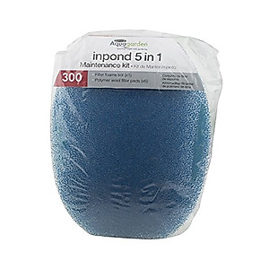 Pennington Aquagarden , Pond Filter for Ponds , Foam Filter Set , Polymer Wool Filter Pads , Pond Maintenance Kit , Suitable for Inpond 5 in 1 300 Gallon Model, White, Large (Fit 300)