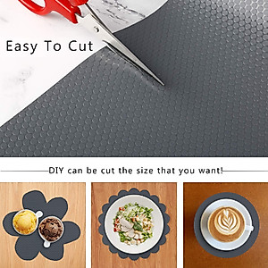 HooTown Shelf Liner Kitchen Cabinet Drawer Mats 17.5 Inch Wide x 6.5 Feet Long, Non Skid EVA Plastic Washable Oil Proof Pad for RV Drawer, Dish Plate Slippery Protection, Gray