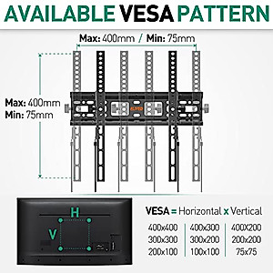 Tilting TV Wall Mount Bracket, Universal TV Mount Low Profile for 26-55 Inch Flat Screen TVs, Ultra Slim, Easy to Install with Tilting Knob, Fits 12"/16" Studs, Max VESA 400x400mm, 99 lbs. ELIVED