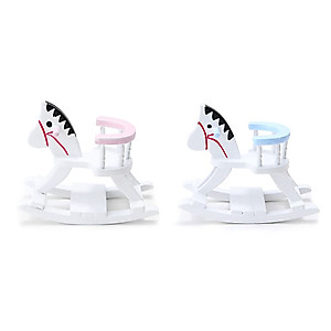 Dollhouse Miniature Rocking Horse Chair 1:12 Scale Wooden Accessories Cute Cockhorse Dollhouse Furniture Decoration Model Baby Room (Blue)