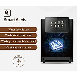 Cafe Bueno Super Automatic Espresso Machine - 19 Coffee Recipes, Durable, Grinder, Milk Frother, 7" Touchscreen