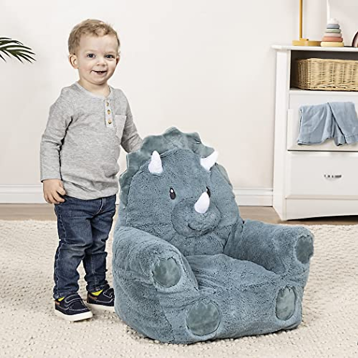 Cuddo Buddies Dinosaur Toddler Chair Plush Character Kids Chair Comfy Pillow Chair for Boys and Girls, 19 in x 20 in x 16 in