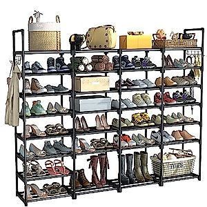 TIMEBAL 8 Tier Large Shoe Rack Organizer, 52-60 Pairs Shoe Storage, Vertical Free Standing Tall Shoe Rack for Entryway, Stackable Shoe Cabinet Shoe Rack Organizer for Closet Bedroom Hallway Garage