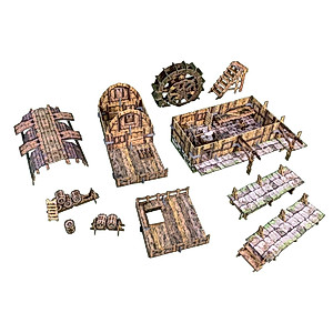Battle Systems BAT-BSTFWE015 Fantasy Water Mill - Modular Multi Level Tabletop Wargames Terrain - Wargaming Scenery for 28mm to 35mm Miniatures