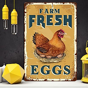 Harooni Farm Fresh Eggs Tin Signs，Bar Restaurant Kitchen Country Home Decor Farm Decorative Signs - 12X16Inch