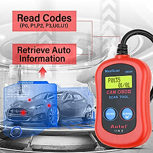 Autel MaxiScan MS300 Car OBD2 Scanner Code Reader Engine Fault Code Reader Scanner CAN Diagnostic Scan Tool for All OBD II Protocol Cars Since 1996, Red