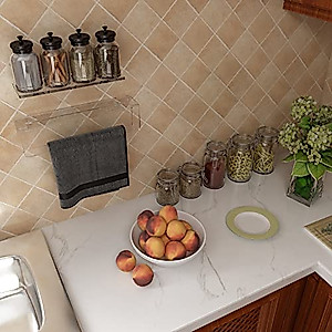 RORKIM Clear Acrylic Towel Racks Bathroom Wall Shelf with Towel Bar Wall Mounted,Thicken Clear Acrylic Bathroom Shelf Space Saving Utility Storage Bathroom Accessories