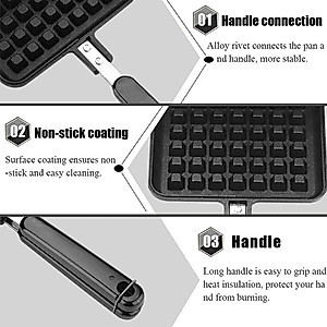 Waffle Maker, Non-Stick Belgian Waffle Maker Panini Press Stainless Steel Breakfast Sandwich MakerWaffle Iron Maker Machine Grilled Cheese Maker, 5.5" x 12.4" Stove Top Waffle Iron Pan