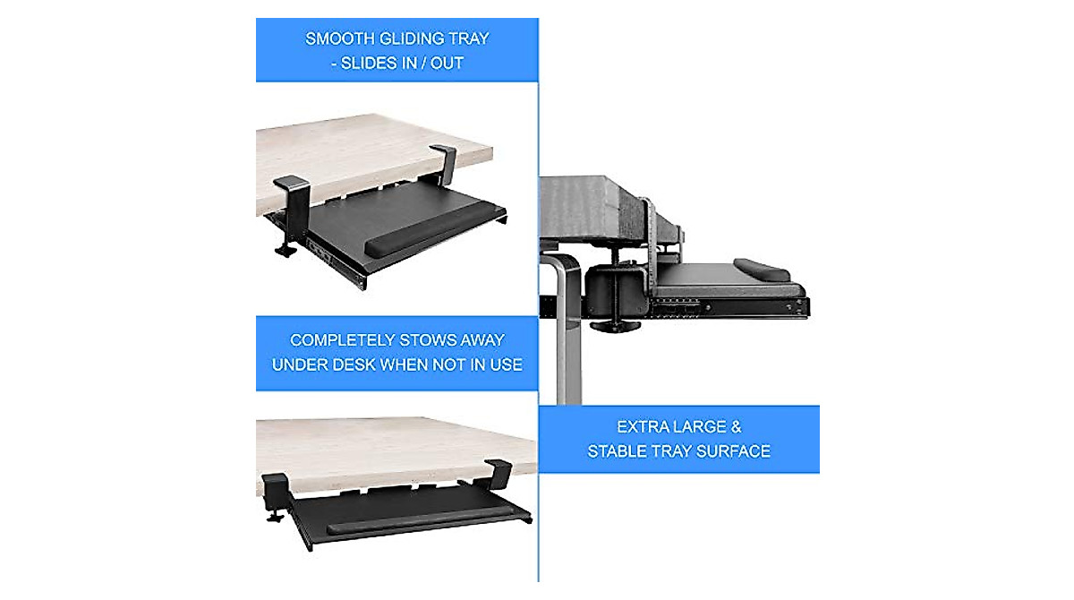 Laboratory 29 Adjustable Keyboard Tray for Desk - Easy Clamp-On Install
