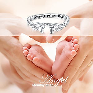 Miscarriage Gifts for Mothers 925 Sterling Silver Miscarriage Ring/Miscarriage Necklace Loss Mommy of an Angel Memorial Jewelry Sympathy Gift for Women Mother Mom Size 9
