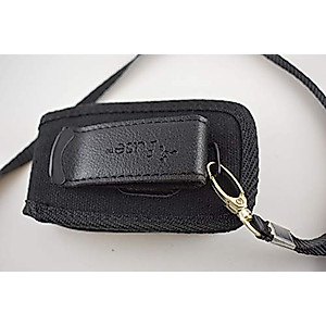 Around The Neck Hanging Open Top Padded, Black Case with Safety Lanyard fits GreatCall Lively Flip Phone,Metal