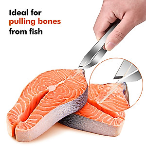 Rainspire Stainless Steel Fish Bone Tweezers Remover Tool Set, Fish Bone Pliers/Tweezers, Kitchen Food Cooking Tweezers, Seafood Tools Kitchen Gadgets Home Gadgets, Non-Slip