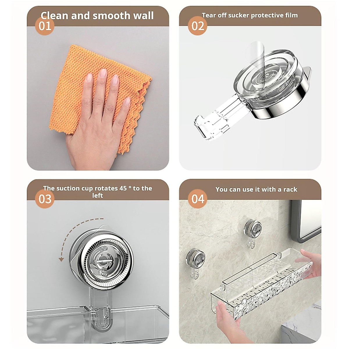 JENPECH Suction Cup Shower Caddy, Clear Wall Caddy Bathroom Shower Organizers and Storage, Corner Shower Caddy No Drilling for Kitchen Bathroom Hotel Wall Organizers Clear 1