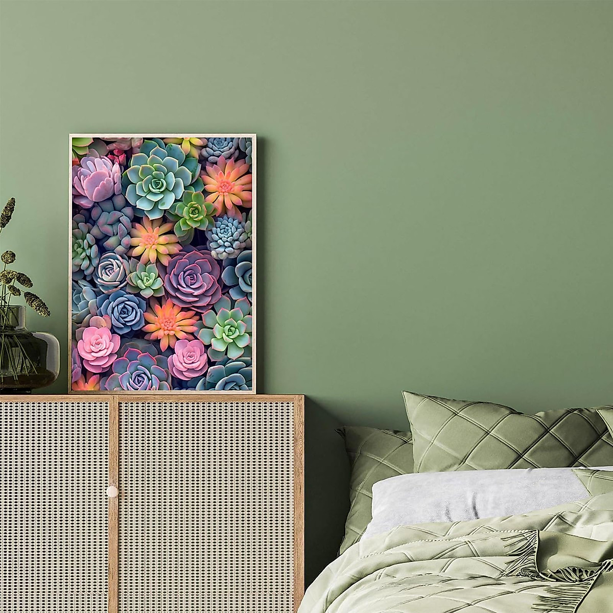 Ausanrl Succulents Diamond Painting Kits for Adults Beginners-Succulents Plant Diamond Art Kits for Adults,Flower Gem Art Kits for Adults for Gift Home Wall Decor Gifts 12x16inch