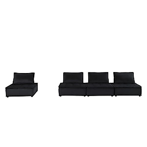 Lilola Home Anna Black Velvet 4-Seater Modular Sofa