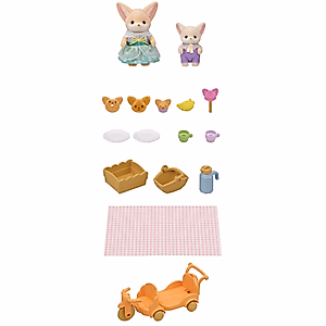 Calico Critters Sunny Picnic Set - Fennec Fox Sister & Baby, Doll Playset with Figures and Accessories