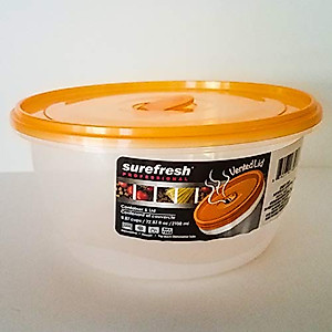 Set of 3 Surefresh Food Containers - Vented Lid - 1 Round Container 72.67 fl oz. - 2 Square Containers 25.35 fl oz.