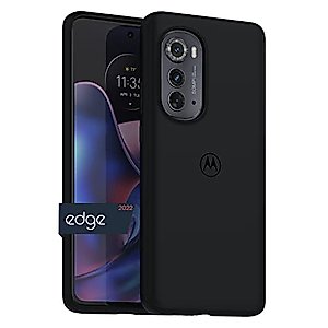 Motorola Moto Edge (2022) Soft Protective Case- Slim Fit- Silicone Coated Exterior, Microfiber Interior Lining, Precision Cutouts, Shock Absorbing Covers- Black [NOT for Edge Plus 2022]