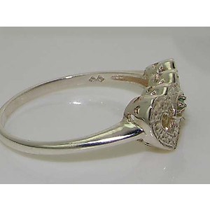 925 Sterling Silver Natural Emerald Womens Sweetheart Ring - Sizes 4 to 12 Available