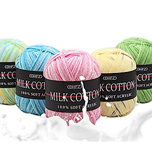 2 Balls Total 100g Milk Cotton Yarn Soft Warm Baby Yarn Space Dyed Gradually Changing Color Knitting Yarn Sweater Scarf Crochet Yarn (07-Gray)