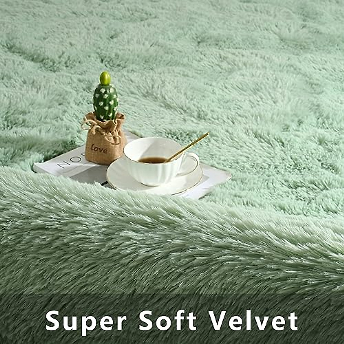 Jocovieh Soft Sage-Green Rugs for Bedroom, 5x7 Feet Fluffy Carpets, Indoor Modern Plush Area Rugs for Living Room Kids Girls Room, Non-Slip Shag Rug for Nursery Home Decor, Green