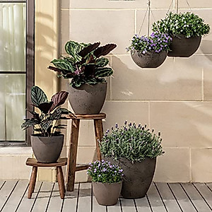 LA JOLIE MUSE Hanging Planters, Flower Pots Indoor & Outdoor, 10 Inch Garden Planters, New Iron Color, Set of 2