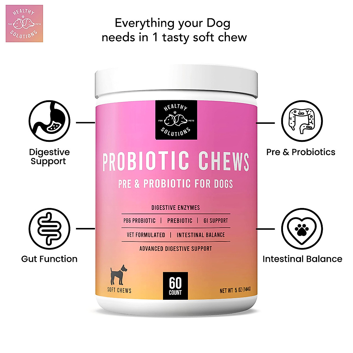 Dog Daily Essentials Bundle - Includes All-in-One Dog Multivitamin, Probiotics for Dogs, & Glucosamine for Dogs - Supports Joints, Digestion, Skin, & Coat - 60ct Soft Chews | Made in USA