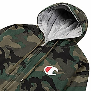 Champion Mens Big and Tall Full Zip Hoodie Classic Embroidered Logo Camo