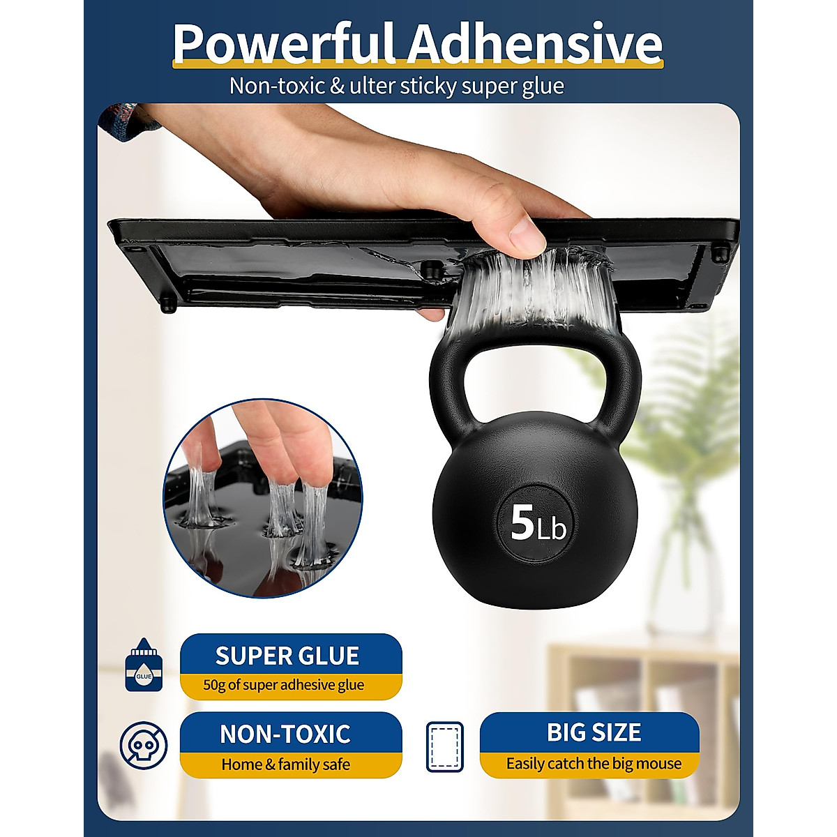 OSVDO Rat Trap, Large Chipmunk Traps, Mouse Glue Traps for Indoor, Super Strong Adhesive Mouse Boards for Mouse Rat Chipmunk, Easy Set Up and Clean - 4 Pack Black Boards