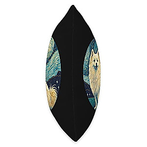 American Eskimo Love Fun Fi American Eskimo Starry Night Painting Dog Mom Dad Throw Pillow, 16x16, Multicolor