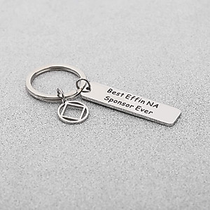 BAUNA Sponsor Gift Sobriety Gift NA Sponsor Appreciation Keychain Narcotics Anonymous Jewelry Best Effin NA Sponsor Ever (NA Sponsor Keychain)