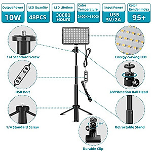 LED Streaming Key Lights, Photography Video Conference Lighting Kit with 4 Color Filters for Tabletop Photo Laptop Webcam Selfile Video Recording Computer Zoom Meetings Conferencing Game Live Stream