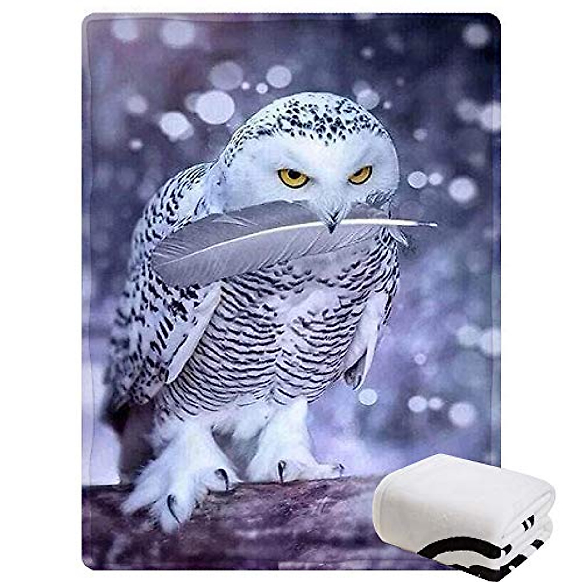 Morebee Arctic Owl Fleece Throw Blanket Soft Lightweight Blanket for Bed Couch Sofa Travelling Camping for Kids Girls Boys Adults(45"x 80")