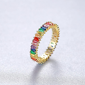 SENCLE S925 Sterling Silver with 18K Yellow Gold Plated Cubic Zirconia Women's Ring Fashion Jewelry Gift(Available in Size 6,7,8,9,10) (9)