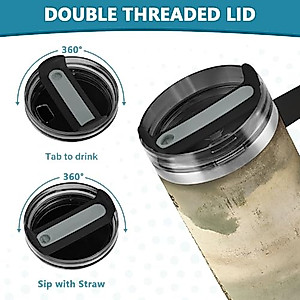 Flradish 40oz Tumbler with Handle, Vintage Eiffel Tower in Paris Stainless Steel Tumbler with Lid and Straws Double Wall Vacuum Insulated Leakproof Coffee Travel Mug