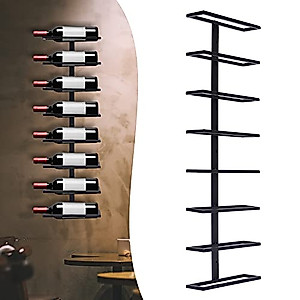 Gdrasuya10 8 Bottle Wall Mounted Wine Rack Wall Wine Rack Stylish Modern Wine Storage with Label Wine Holder for Kitchen Dining Room Bar, Black