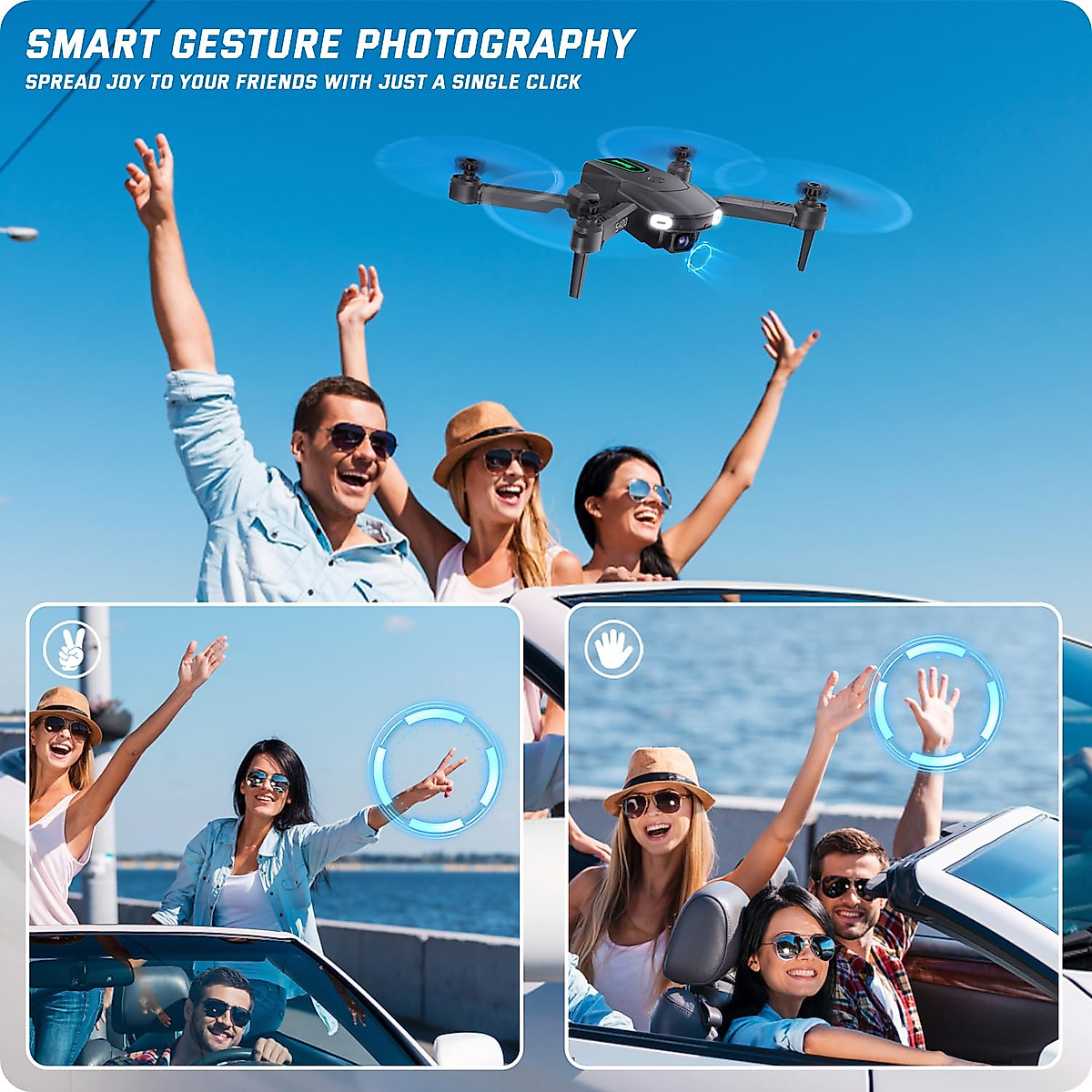 SOTAONE S400 Mini Drone for Kids with 1080P HD FPV Camera, Foldable Remote Control Helicopter Toys Gifts for Boys Girls with Auto-hovering, One Key Start/Land, Self-spin, 3D Flips 3 Speeds 2 Batteries