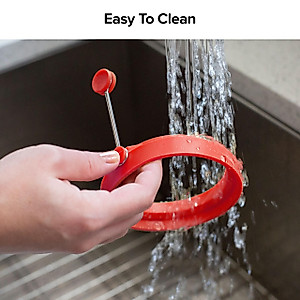 Nuwave Silicone Egg Rings, PFAS Free, Food-Grade, 4 Pcs, Non-Stick, 4”W x 0.75”D, Perfect Sized Eggs, Omelets, Mini Pancakes, Works on Frying Pans, Griddles & Electric Skillets, Oven & Dishwasher Safe