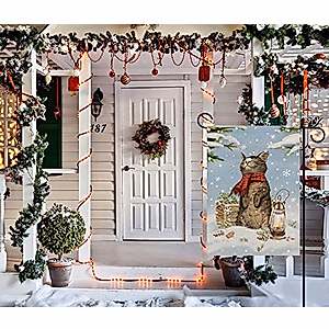 Winter Garden Flag Cat Garden Flag Christmas Holiday Farmhouse Decorations Burlap Burlap Vertical Double Sided Yard Outdoor Decor 12.5 x 18 Inch