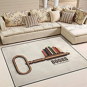 ALAZA Vintage Educational Key with Books Area Rug Rugs for Living Room Bedroom 7' x 5'