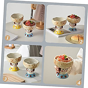 USHOBE Dessert Bowl Concrete Tray Decorative Trays Dessert Tray Footed Serving Bowl Fruit Dessert Bowl Footed Trifle Bowl Ice Cream Bowl Salad Bowl Ceramic Ice Cream Bowl Blue Plate