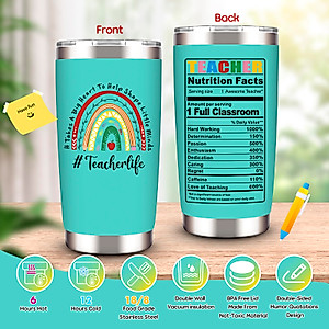 Teacher Appreciation Gifts for Women, Teacher Gifts, Teacher Christmas Gifts, Back to School Gifts, Teacher Birthday Gifts, Retirement, Thank You Gifts for Teachers, 20 OZ Teacher Tumbler Gifts Basket
