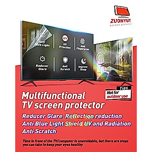 ZUONYUT Anti Glare Film for TV 65 Inch, 65 inch Anti Glare TV Screen Protector, 65 Inch Anti Blue Light Filter,LCD TV Glare Shield, Reduce Reflection and Glare, Matte Surface Anti Scratch and UV